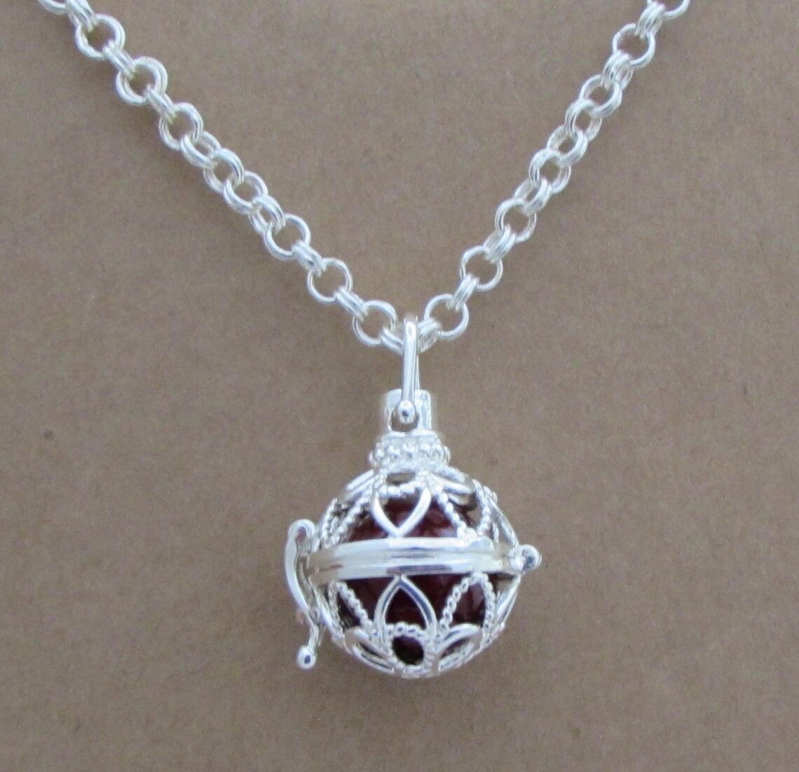 Cage Pendant Necklace 24x18.5mm Round With Fancy Cutout | Etsy