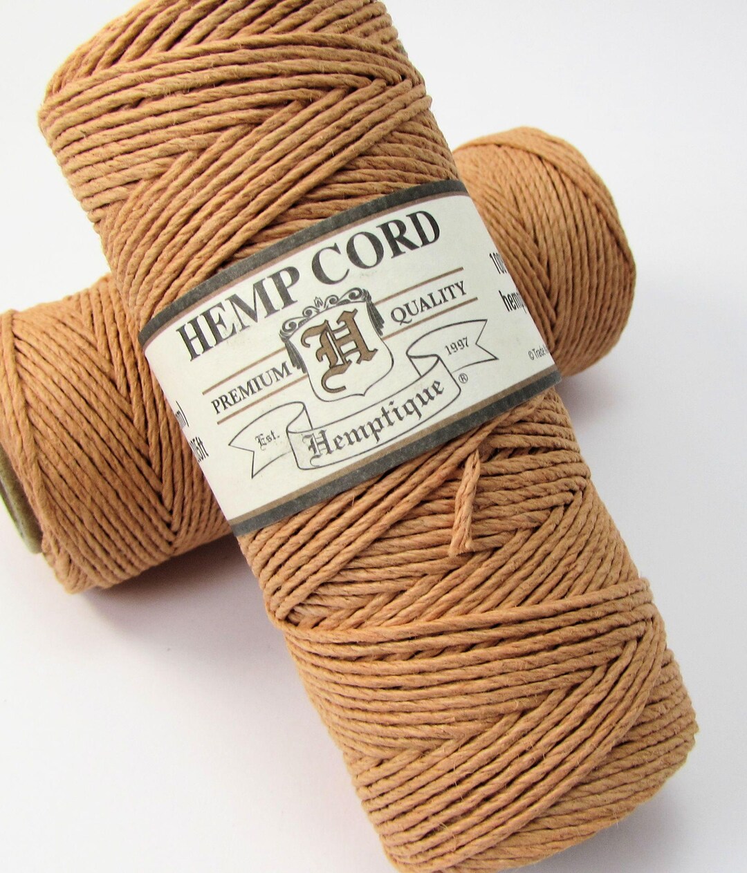 Cappuccino Candy Hemp Cord, 1mm Hemptique® Polished Hemp Cord, 205-feet ...