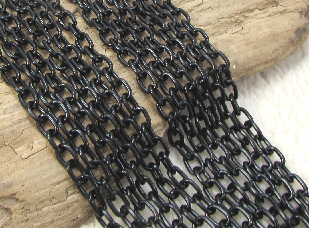 Black Cable Chain, 5x8mm Black Oval Cable Chain, 12' Feet Black ...