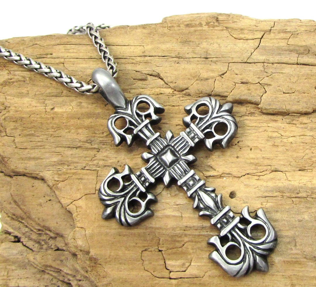 Cross Necklace, 65x41mm Large Cross Pendant, Custom Length 3.2mm ...