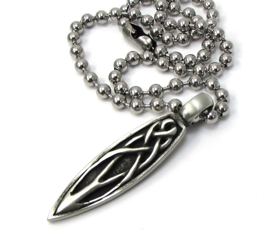 Celtic Spear Necklace, 56x13mm Spear Pendant, Custom Length 4.5mm ...