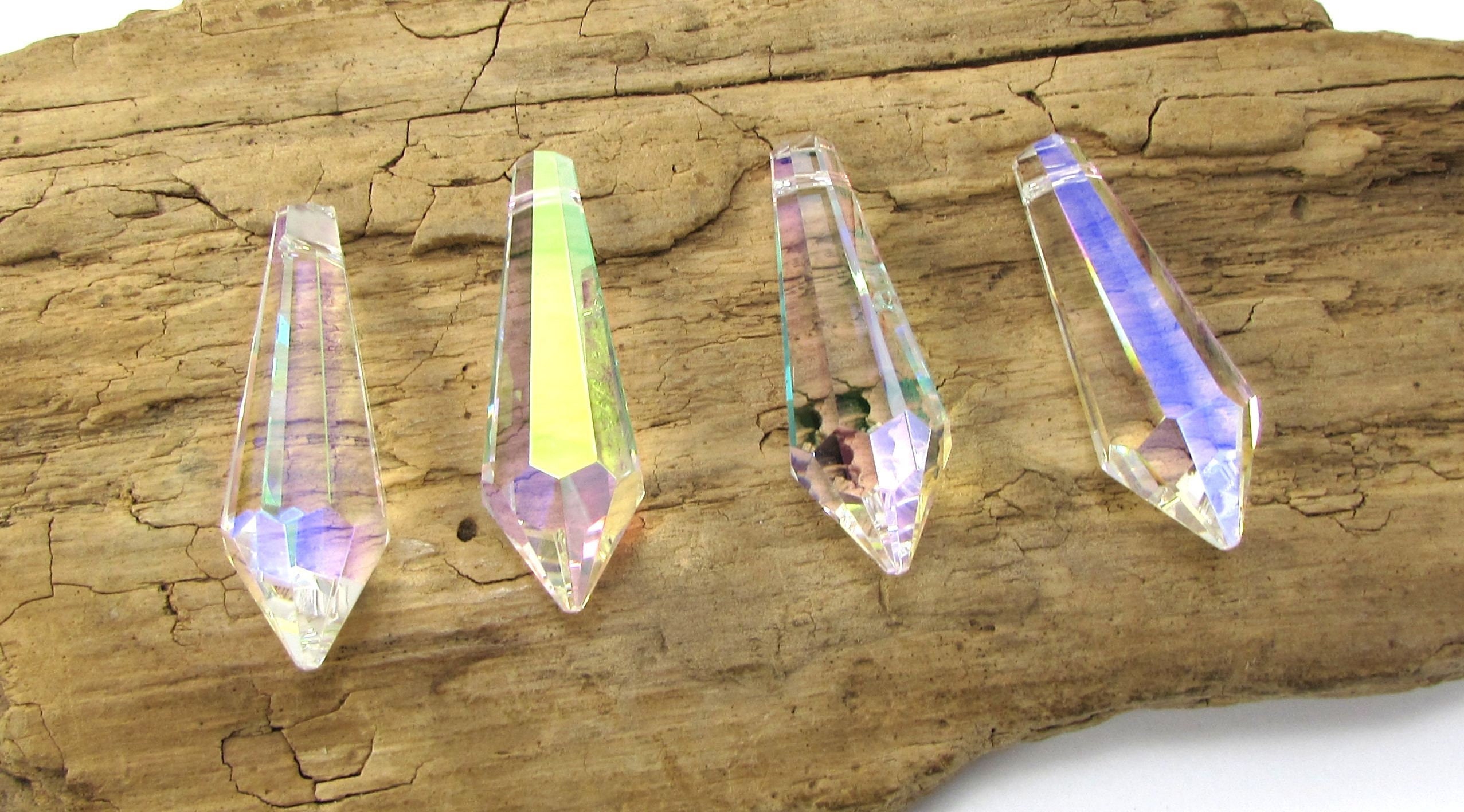 Crystal Point Pendant, 38x13mm Iridescent Rainbow Crystal Pendant, Item ...