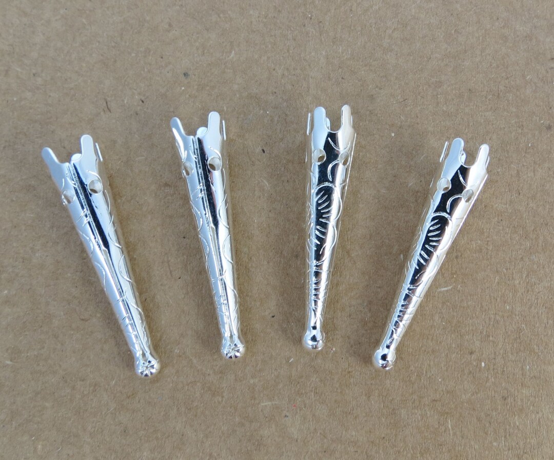 Bolo Tips, 33x7mm Silver Plated Steel, Twenty (20) Bolo Tips With ...