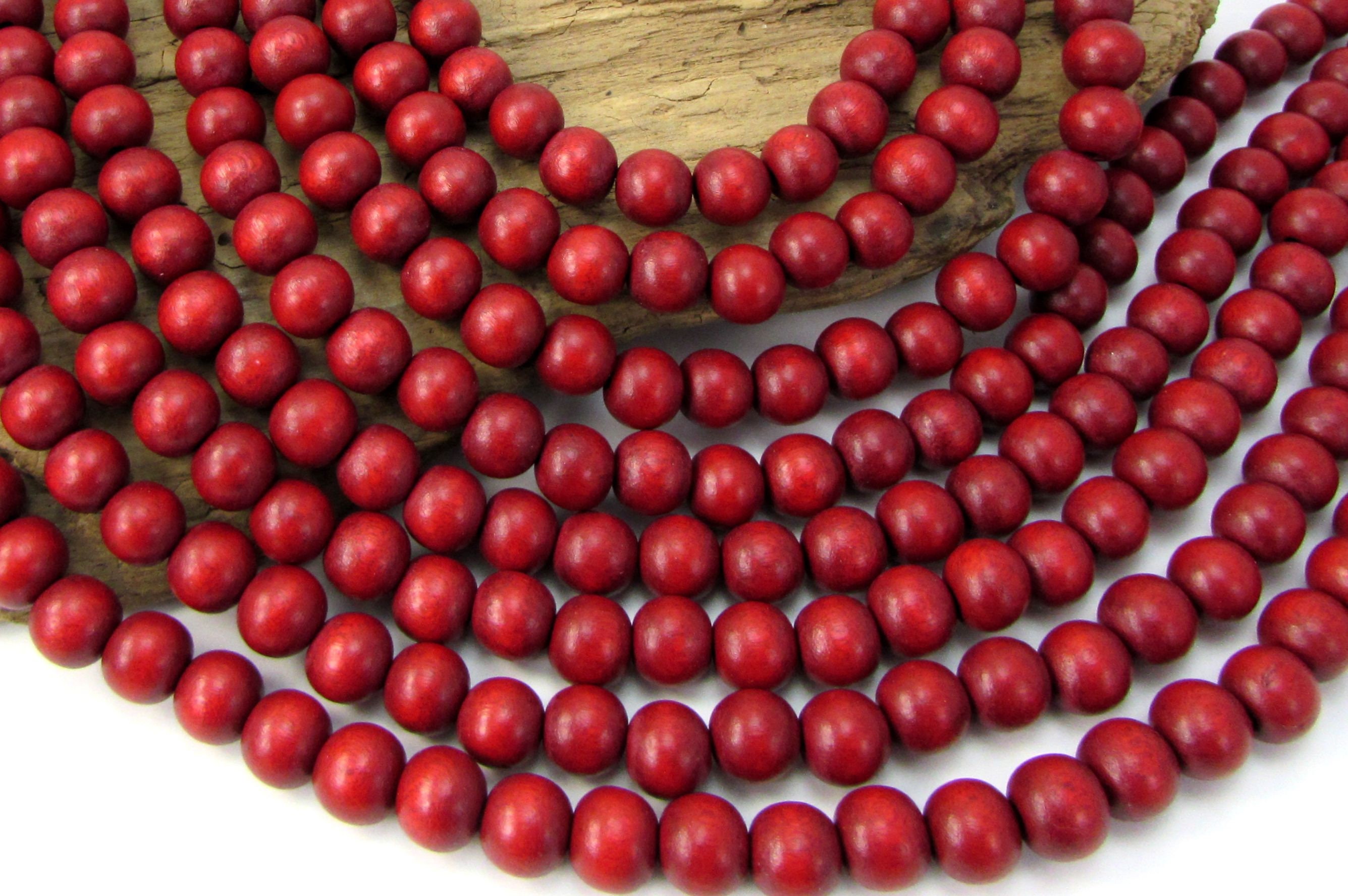 10mm Cranberry Red Wood Beads, Two (2) 16" Inch Strands, Item 2183wb - Etsy