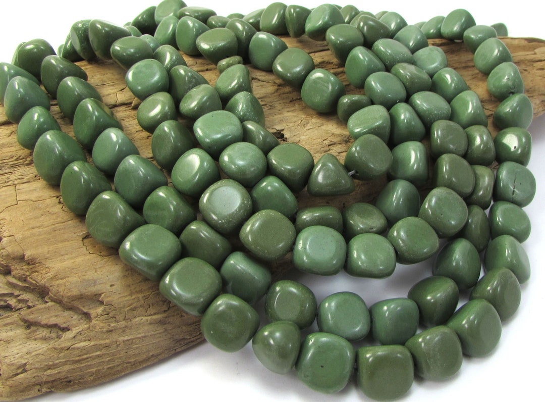 10mm Forest Green Serpentine Pebbles, 10mm Green Pebbles, 15" Inch ...