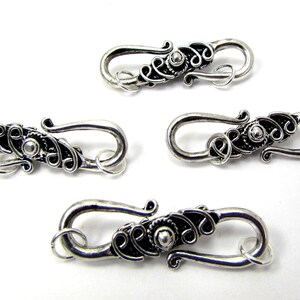 Fancy S-hook Double Sided Clasps, Four (4) Antique Silver S-hook Clasp ...