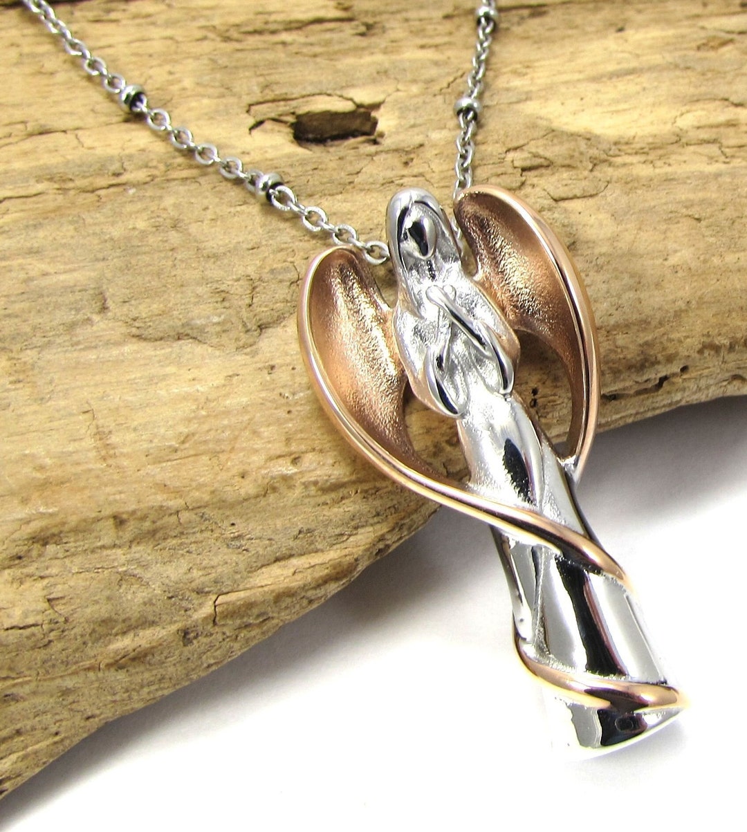Angle Urn Necklace, 35x17mm Angel Urn Pendant, Custom Length 1.4mm ...