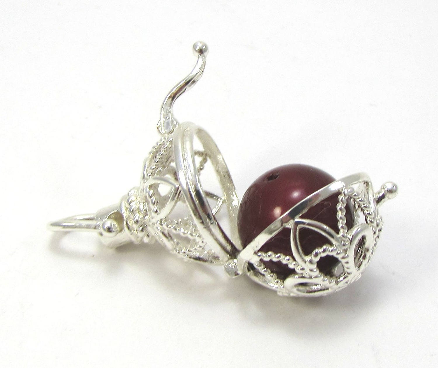 Cage Pendant 24x18.5mm Round With Fancy Cutout Design and | Etsy