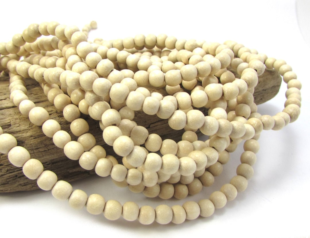 6mm Wood Beads, Two (2) 16" Inch Strands, Natural 6mm Wood Beads ...