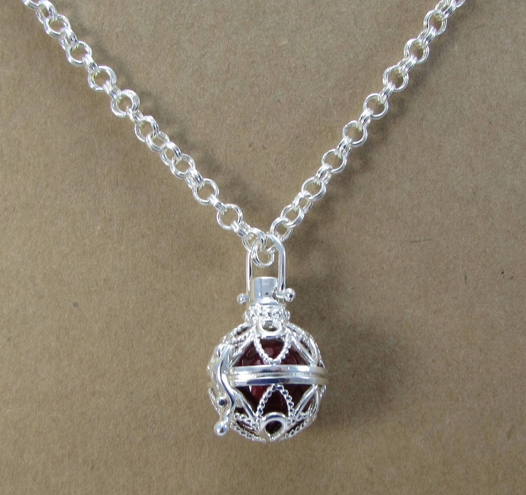 Cage Necklace, 24x18.5mm Cage Pendant, 4mm Silver Rolo Chain, Item ...