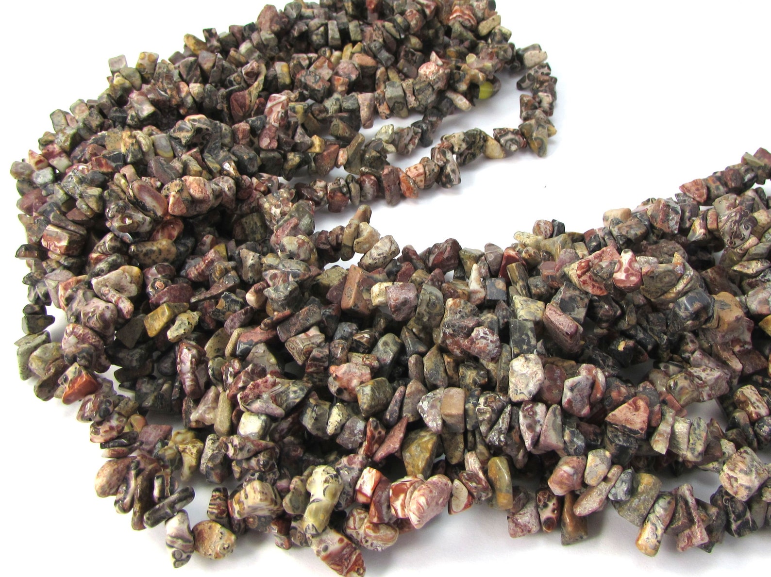 Leopardskin Jasper Chips, 4-8mm Natural Chips, 34" Inch Strand, Item ...