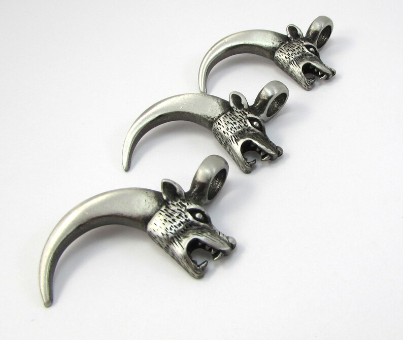 Wolf Necklace, 44x32mm Wolf Claw Pendant, 3mm Custom Length & Color ...
