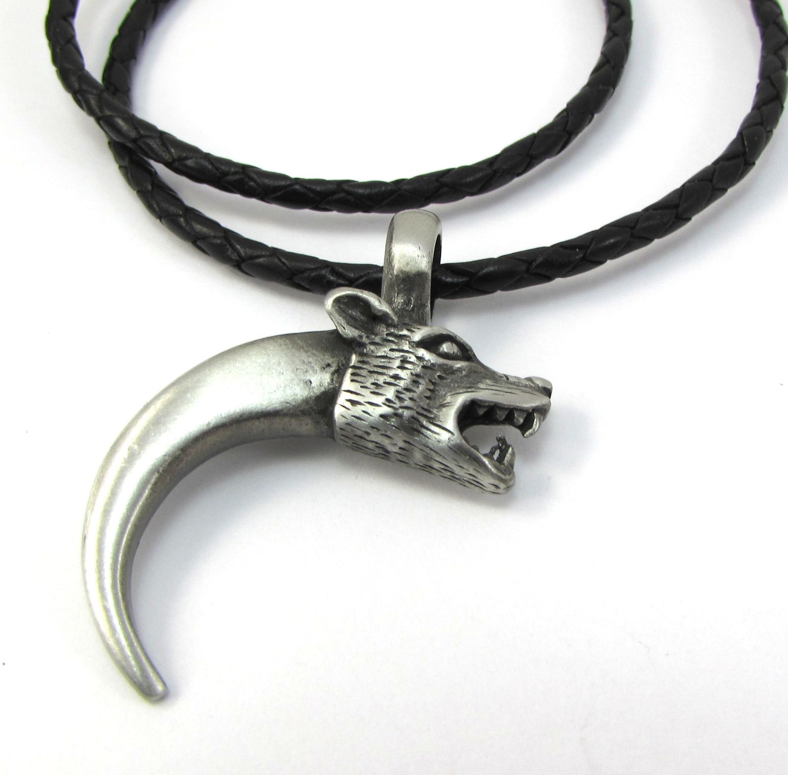 Wolf Necklace, 44x32mm Wolf Claw Pendant, 3mm Custom Length & Color ...