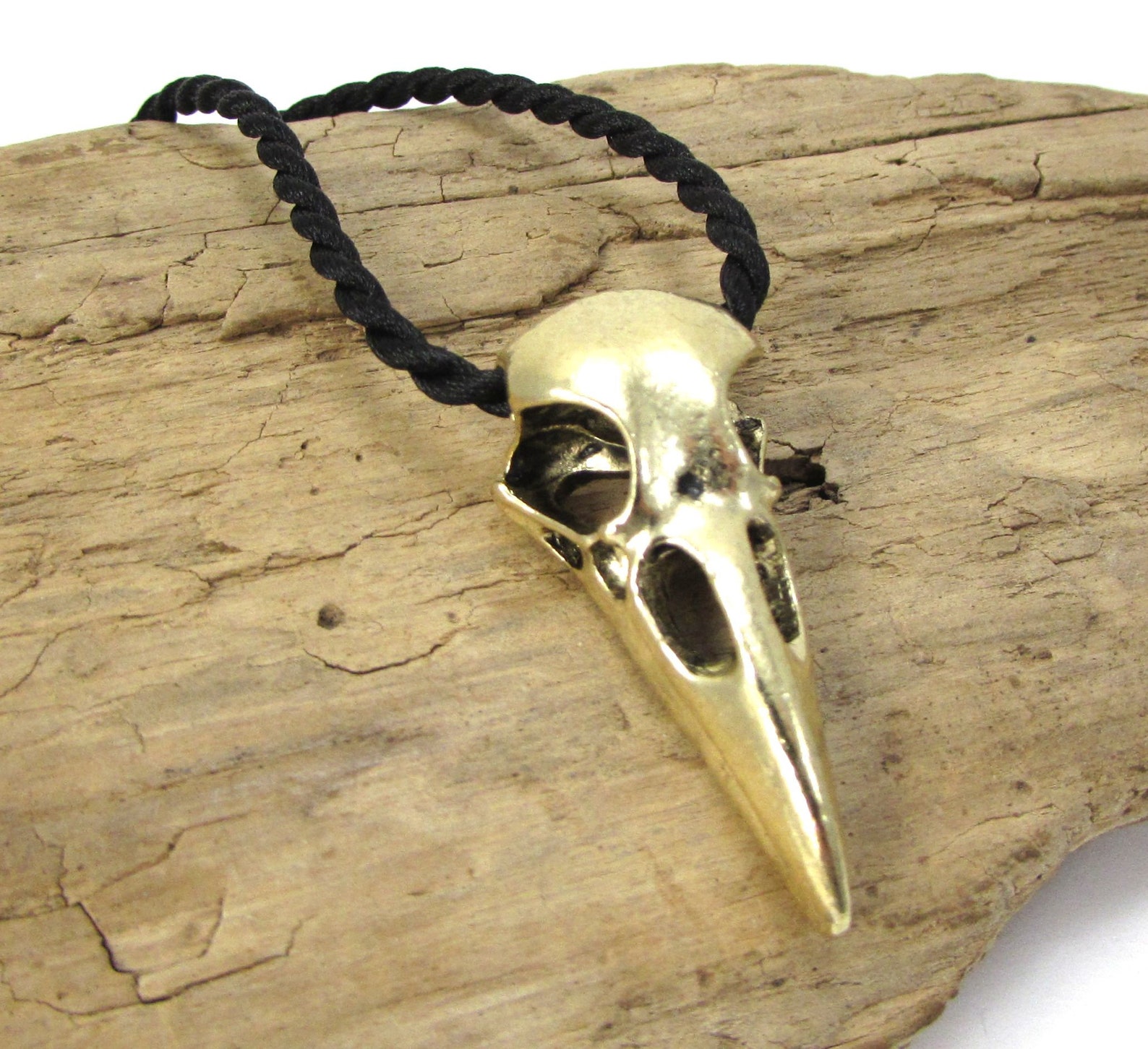 Raven Skull Necklace 41x18mm Gold Double-sided 3D Raven Skull - Etsy