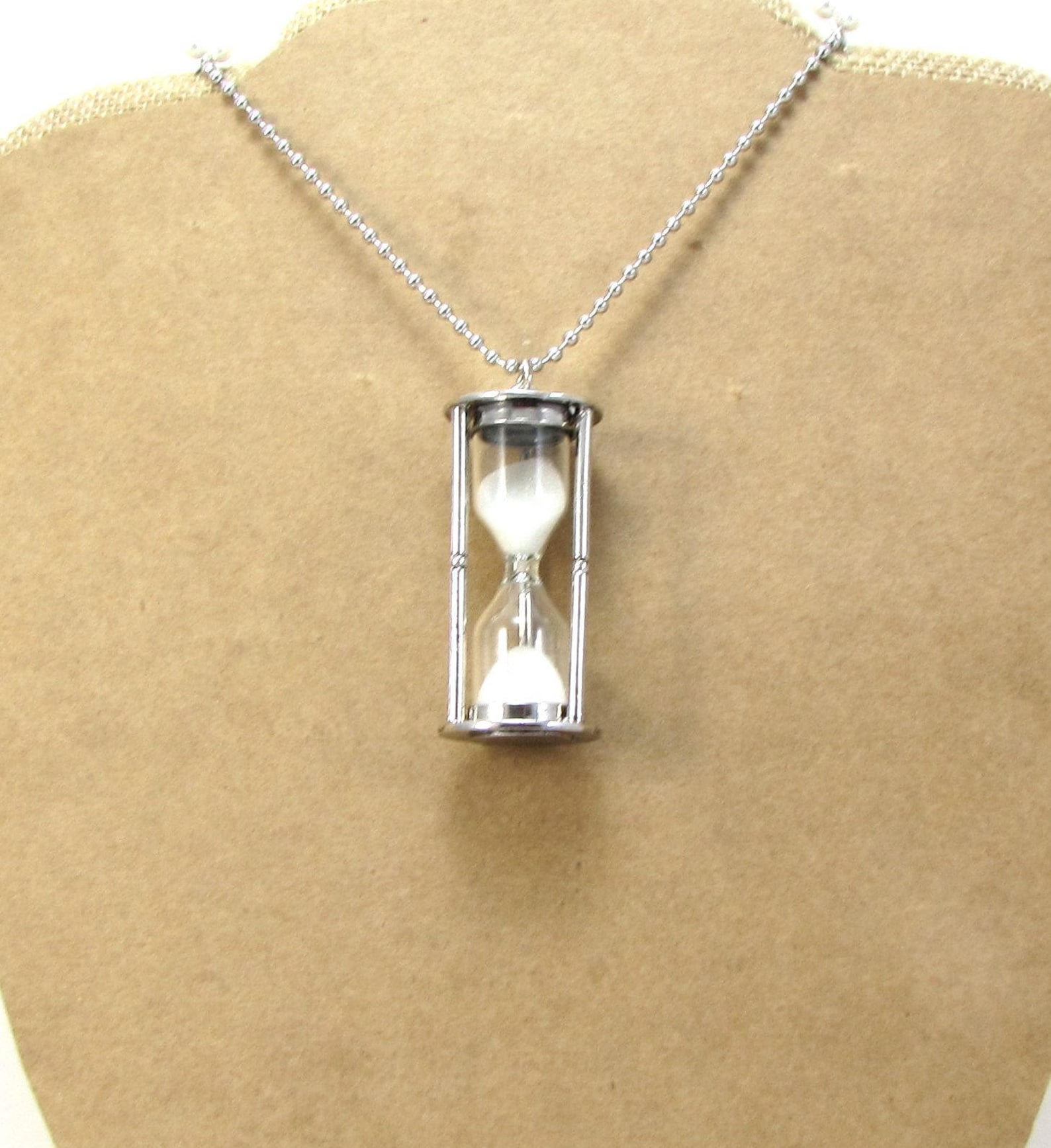 Hourglass Necklace, 51x23mm Miniature Antiqued Silver Hourglass, 2.4mm ...