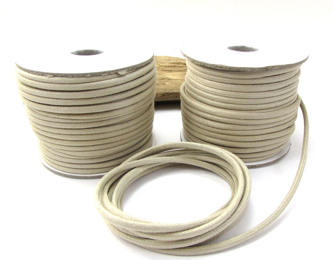 3mm Light Tan Cotton Cord, 25 Yards Tan Waxed Cotton Cord, Cotton ...