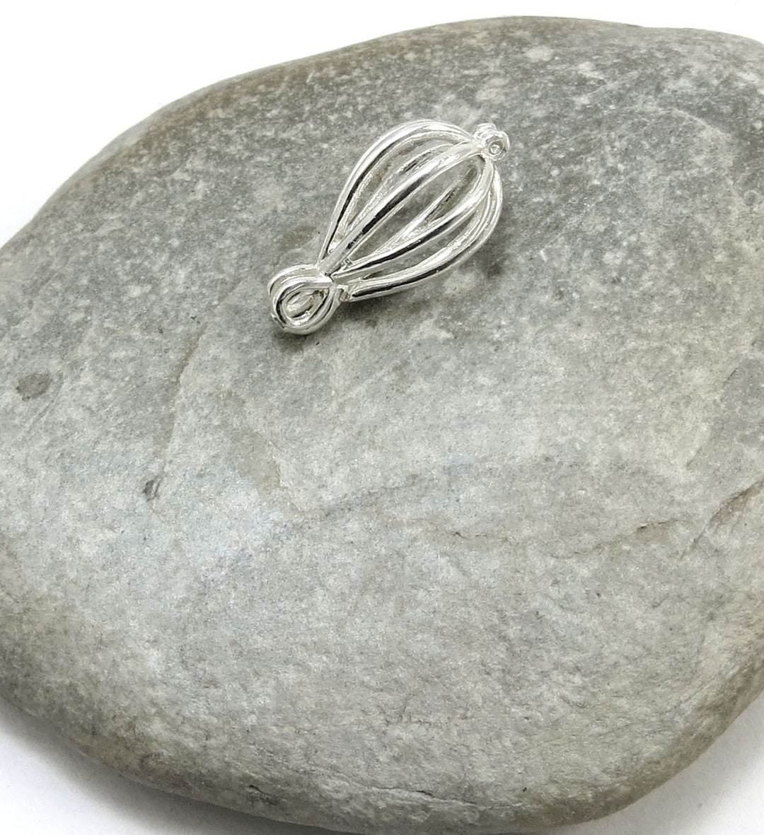 Teardrop Cage Pendant, 21x11mm Small Silver Cage Charm for Pearls and ...