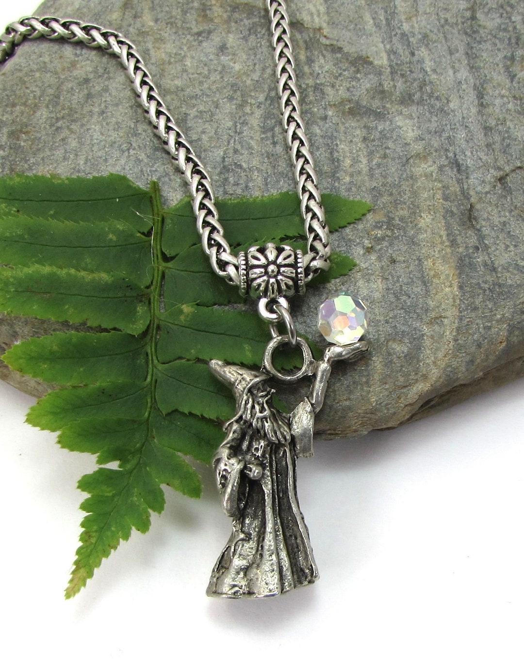 Wizard With Crystal Ball Necklace, 34x21mm Wizard Pendant, Custom ...