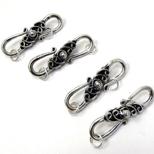 Fancy S-hook Double Sided Clasps, Four (4) Antique Silver S-hook Clasp ...