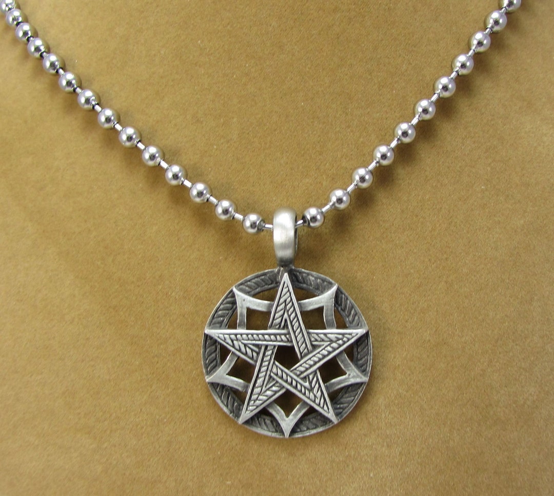 Pentagram Necklace, 44x33mm Pentagram Pendant, Custom Length 4.5mm ...