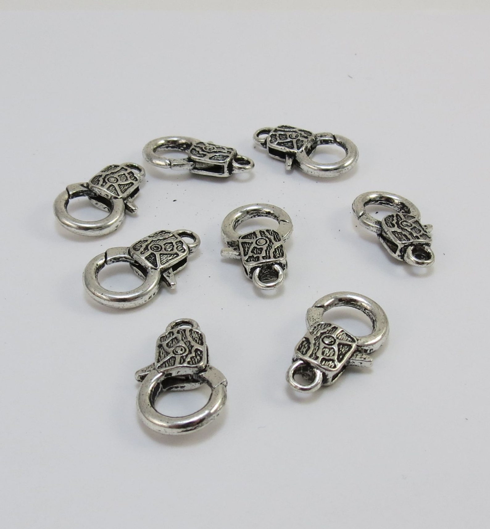 Lobster Claw Clasps Eight 8 Fancy Silver Lobster Clasps - Etsy