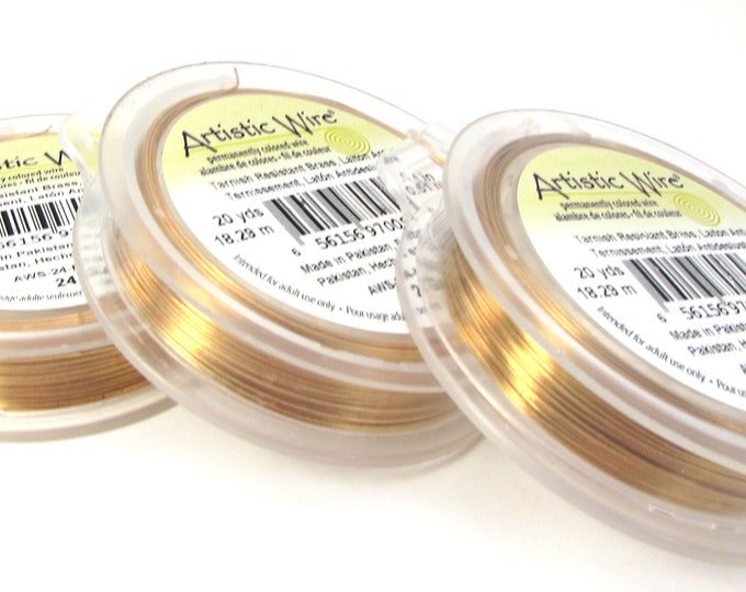 Artistic Wire, 24 Gauge Gold Wire, Tarnish Resistant Brass Wire, 20 ...