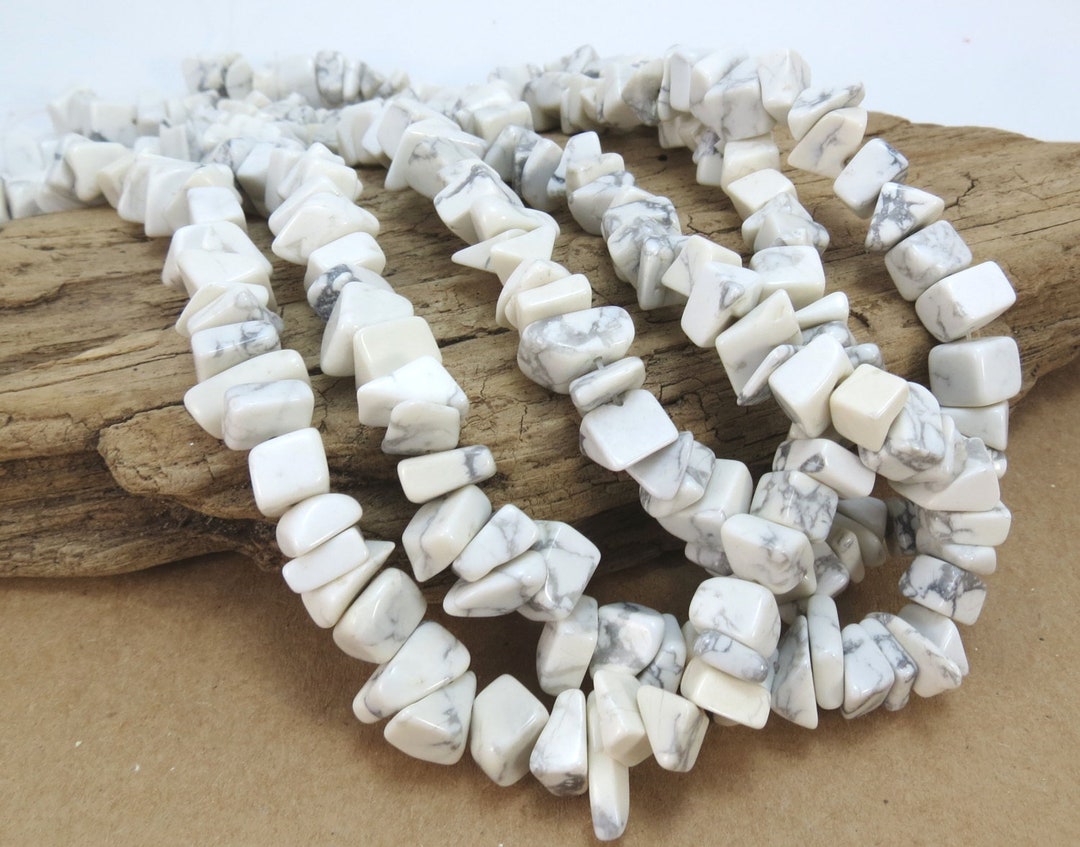 White Howlite Chips, 16" Inch Strand, Natural Howlite Chips, White ...