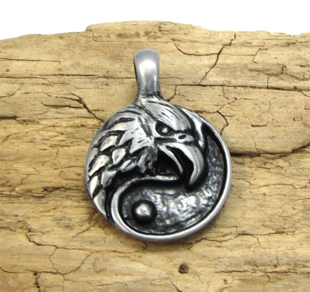 Yin Yang Eagle Pendant, 36x24mm Eagles Head Pendant, Jewelry Supplies ...