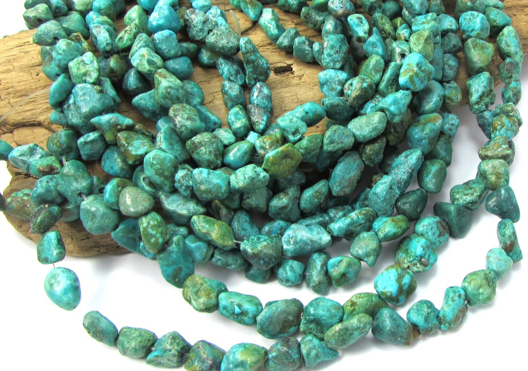 Turquoise Pebbles, Blue/green Turquoise Beads, 15" Inch Strand, Beading ...