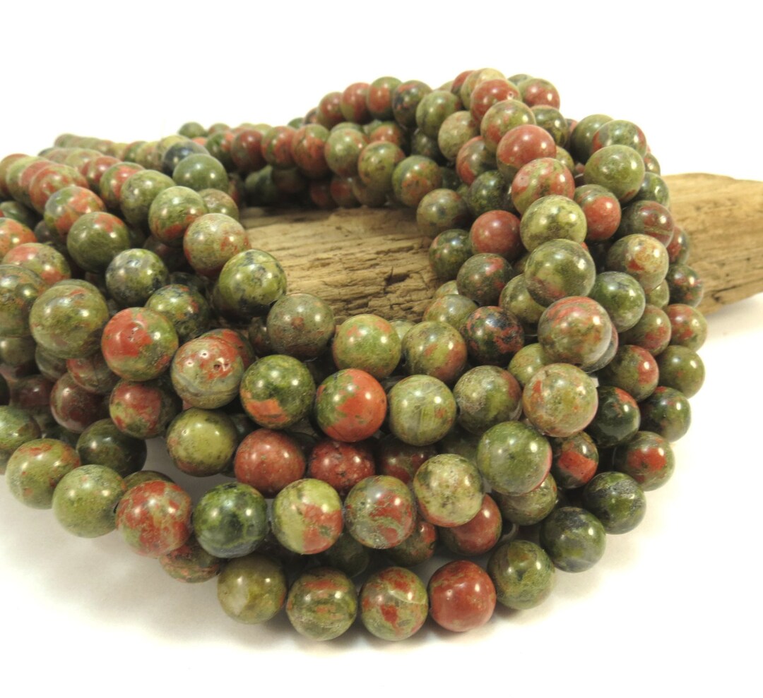 8mm Unakite Beads, Natural Multi-colored Unakite Beads, 8mm Green ...