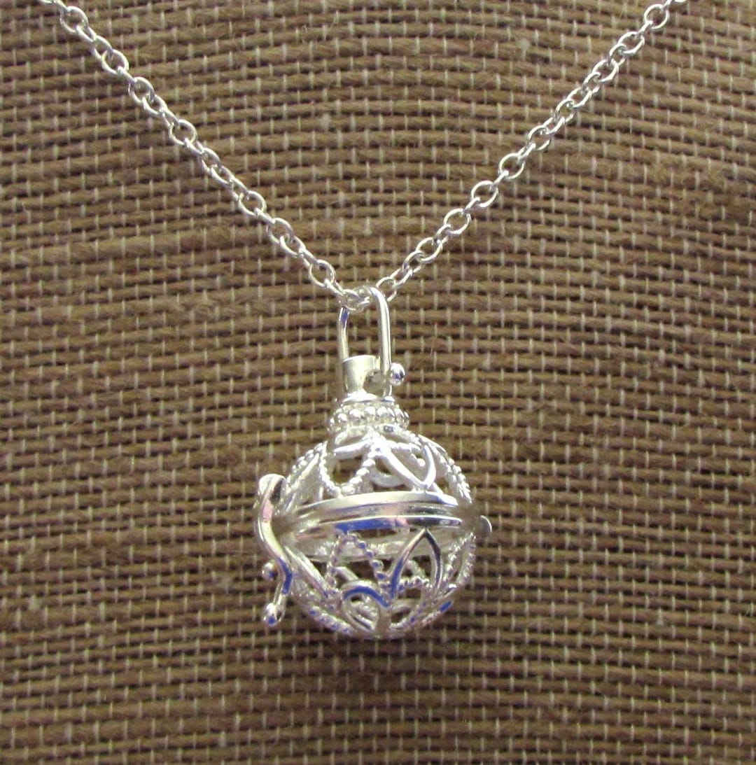 Cage Pendant Necklace, 24x18.5mm Round With Fancy Cutout Design and ...