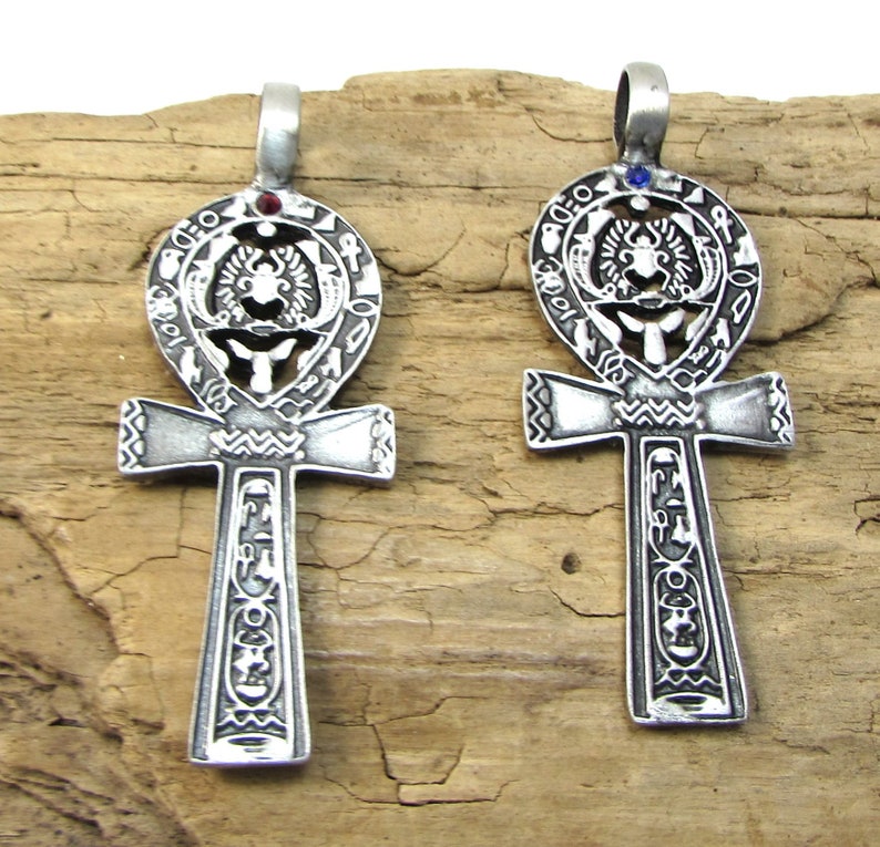 Ankh Necklace 63x23mm Ankh Pendant Ankh With Blue Swarovski - Etsy