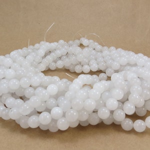 8mm Snow Quartz Beads, Natural White Snow Quartz, 16" Inch Strand, 8mm ...