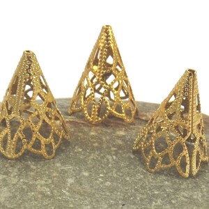 Bead Cones, 20x17mm Gold Filigree Cones, 24 Filigree Bead Cones, Bead ...