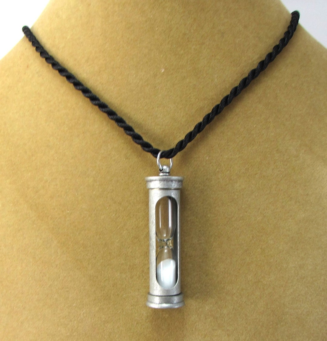 Hourglass Pendant Necklace 47x14mm Antique Silver Hourglass - Etsy