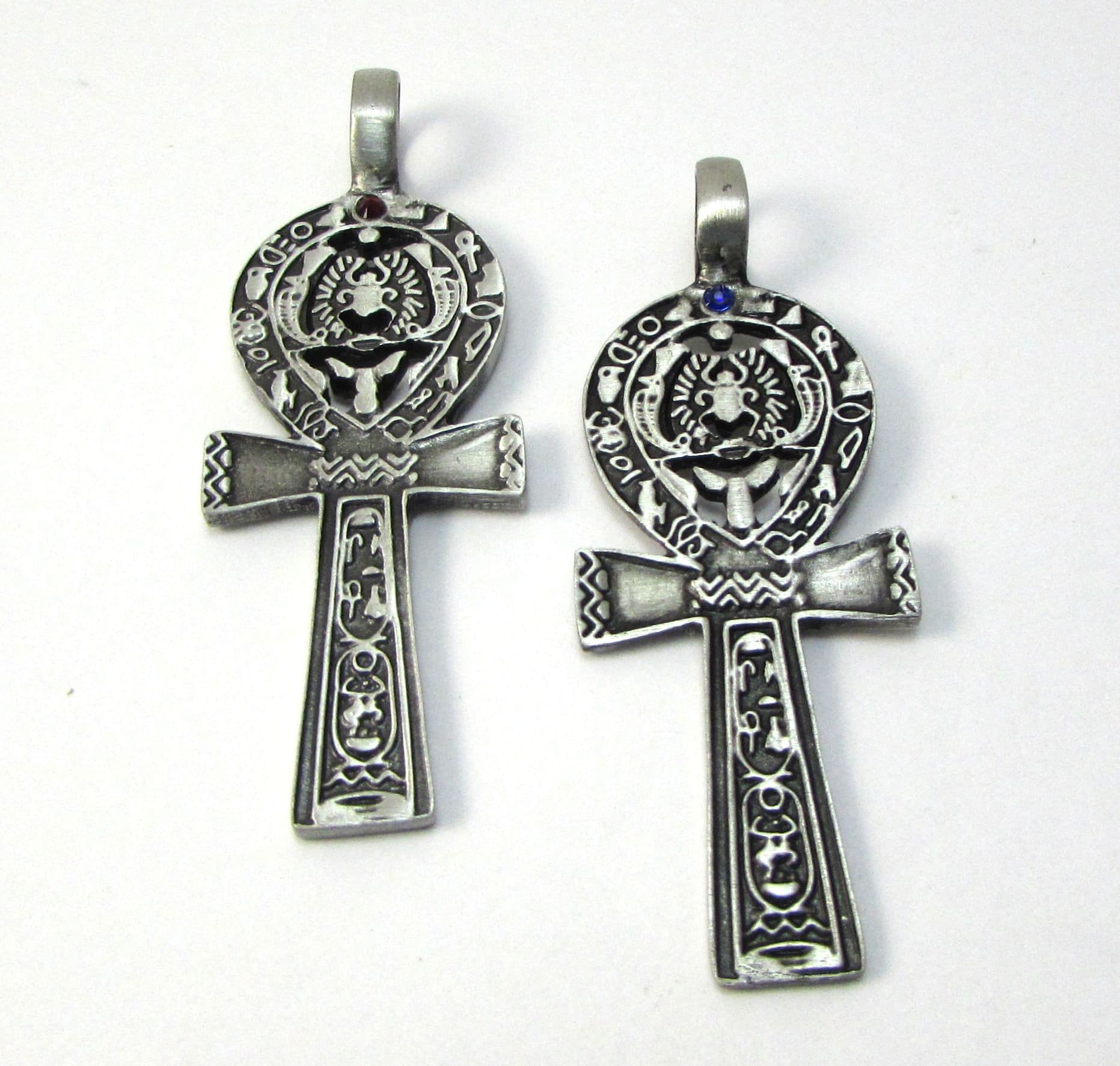 Ankh Necklace 63x23mm Ankh Pendant Ankh with Blue Swarovski | Etsy