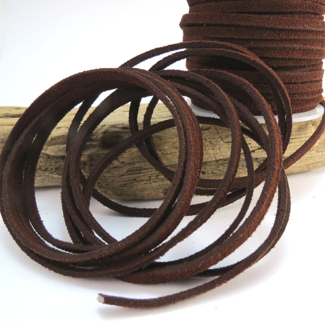 Suede Leather Lace Cord, Dark Brown 3-4mm Lace Cord, 25 Yards, Item ...
