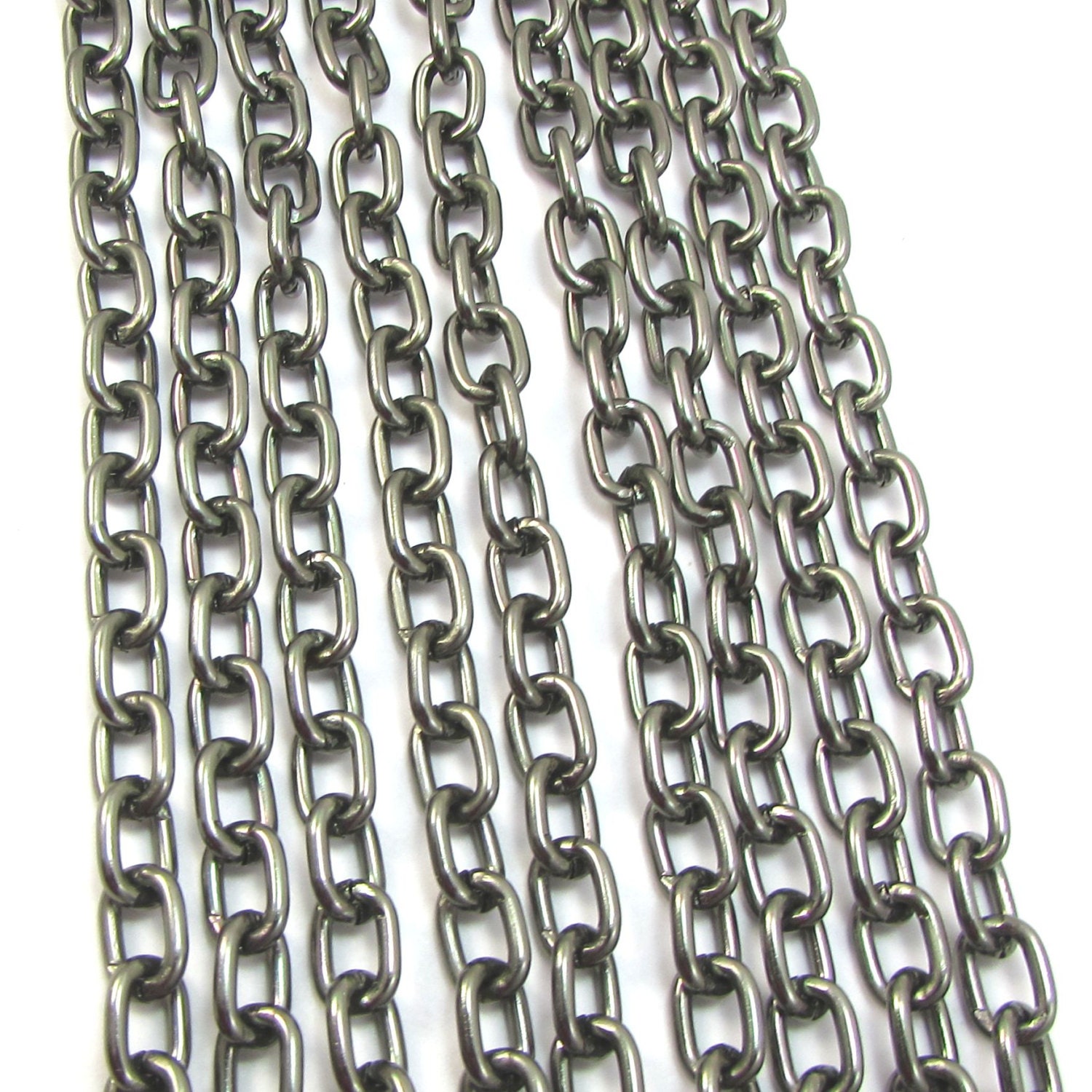 Gunmetal Cable Chain, 5x8mm Oval Cable Chain, 25' Feet Cable Chain ...