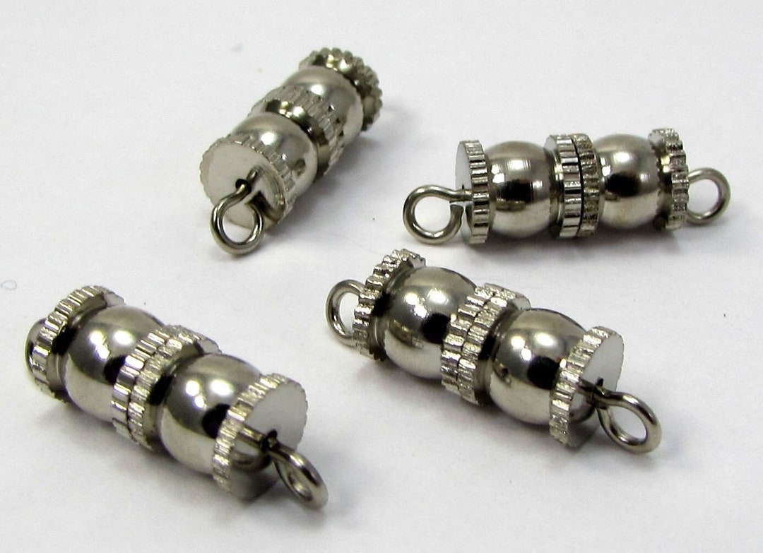 Fancy Double Barrel Clasps, Four (4) 12x6mm Silver Finish Brass Clasps ...
