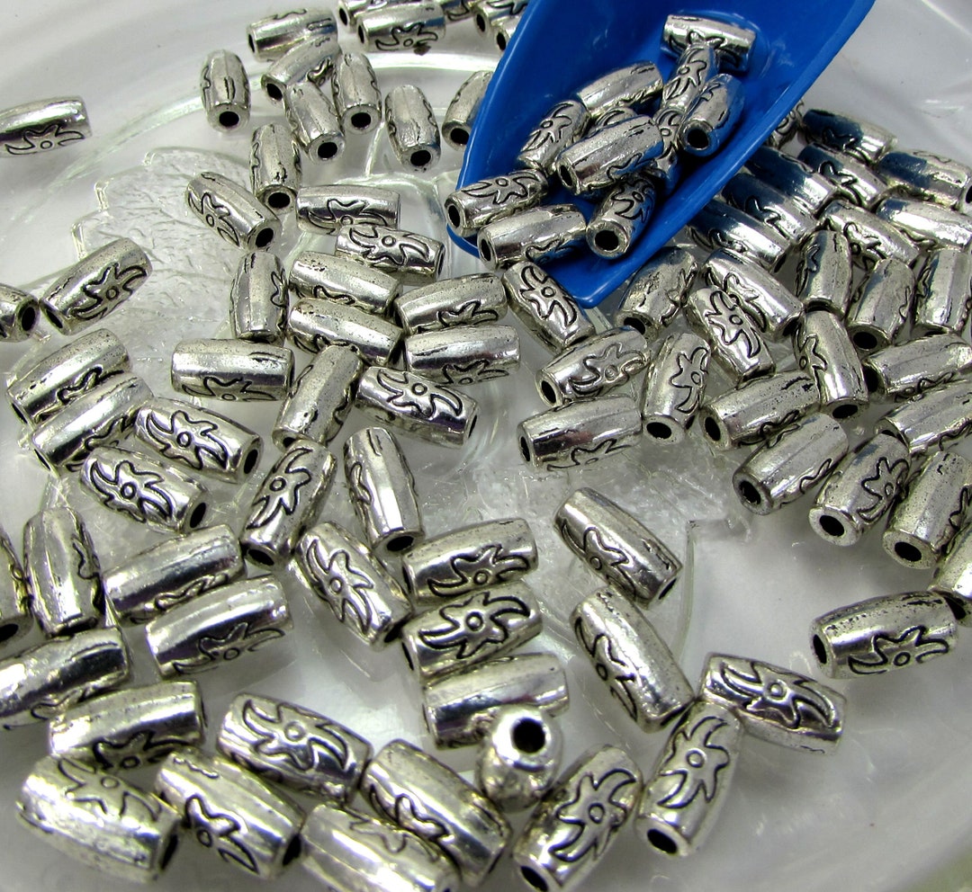 Metal Beads, 25 Antique Silver 9x4mm Tube Beads, Item 2556m - Etsy