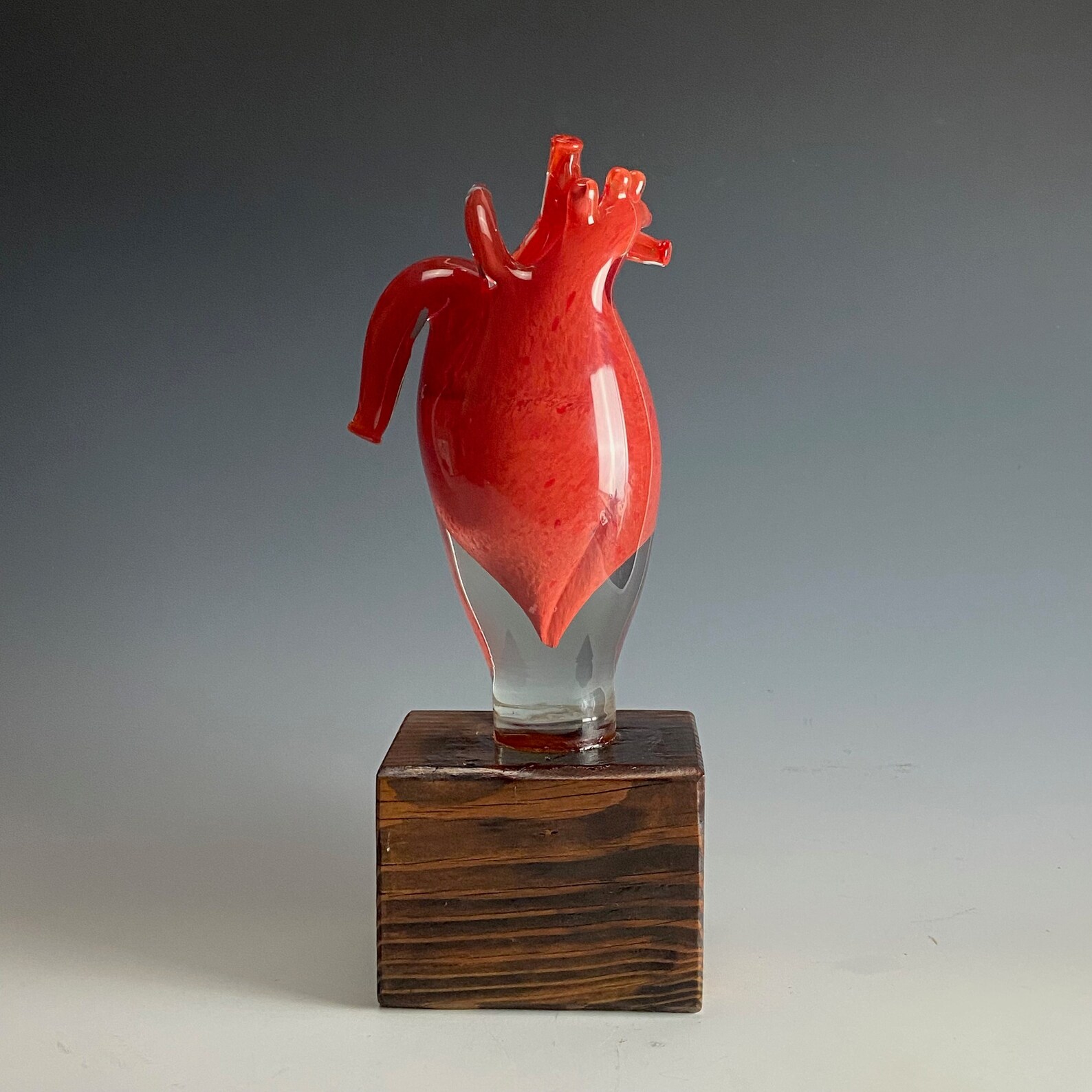 Solid Hand Blown Glass Heart With Interior Chambers - Etsy