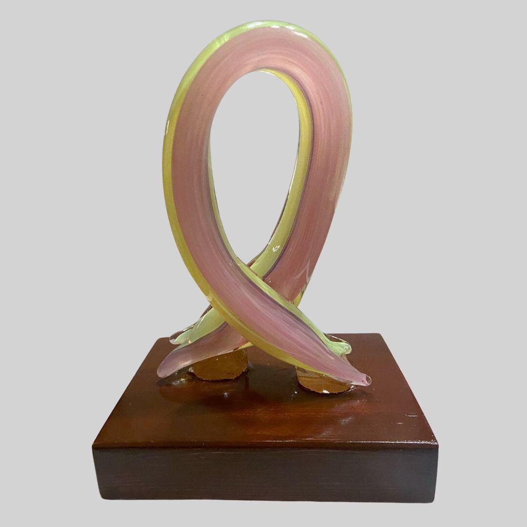 Hand Blown Glass Cancer Ribbon Sculpture: Large Award Gift - Etsy