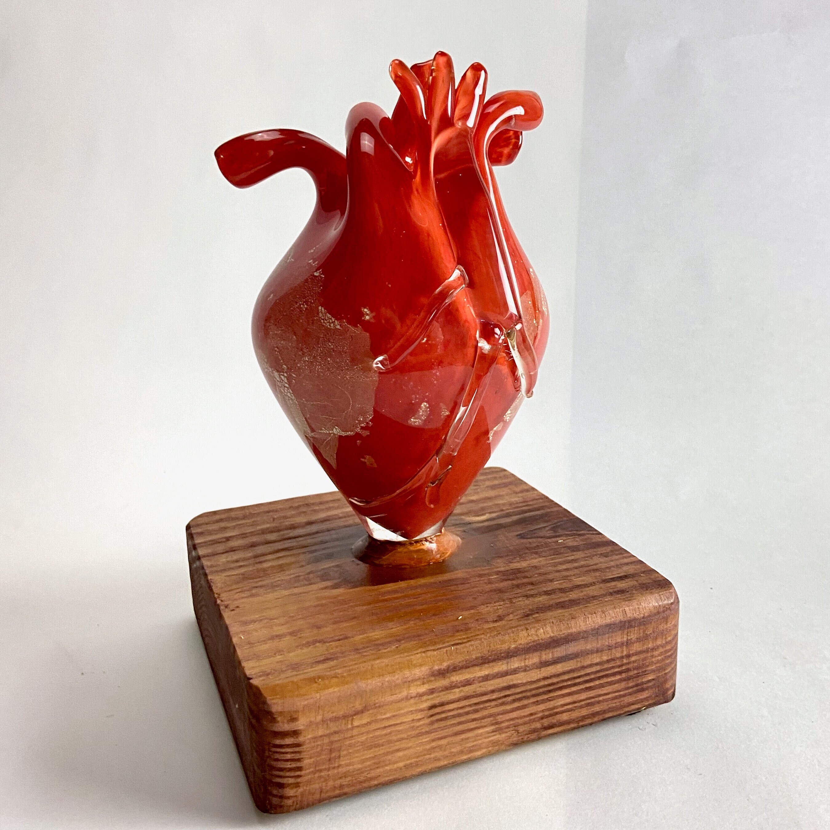 Hand Blown Red Glass Anatomical Heart Silver Leaf, Cardiologist, Doctor ...
