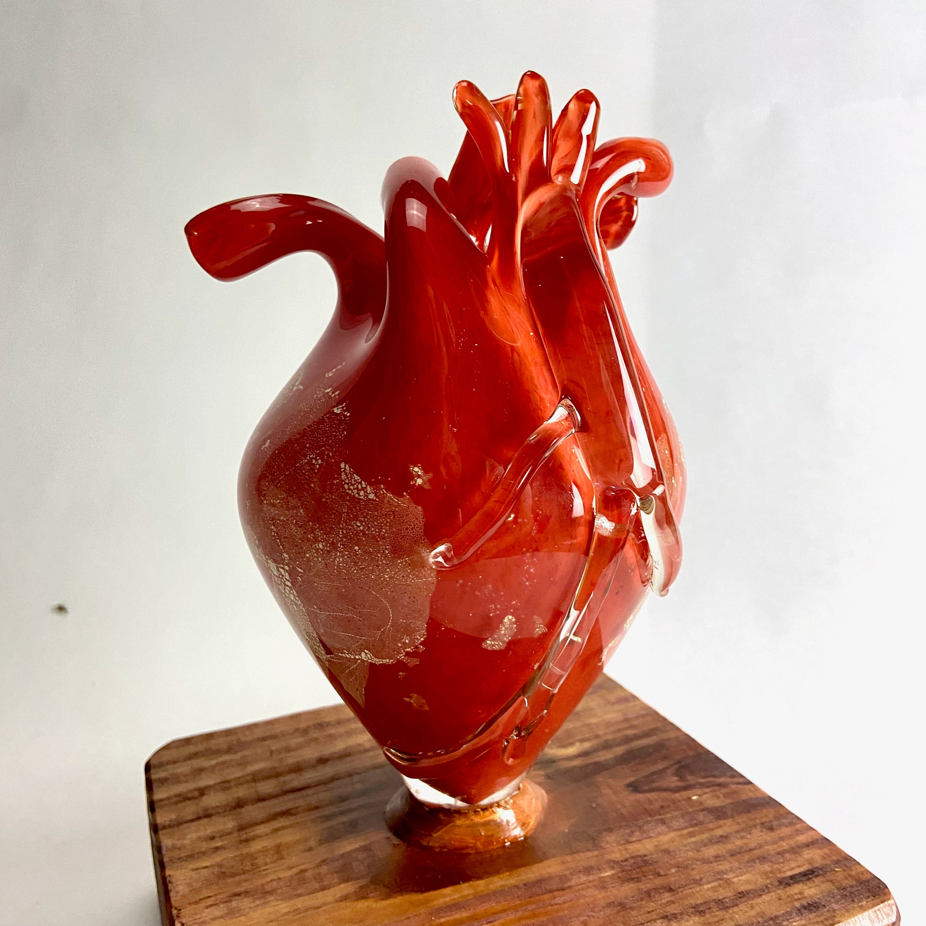 Hand Blown Red Glass Anatomical Heart Silver Leaf, Cardiologist, Doctor ...