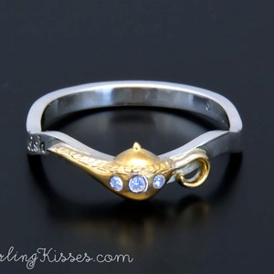 Magic Lamp Ring With Rubies or Genuine Diamonds in Sterling Silver and ...