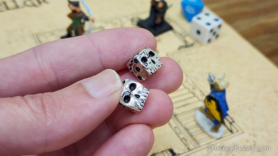 Mini Skull Dice in Sterling Silver D6 - 6 Sided Dnd Bone Unique Custom ...