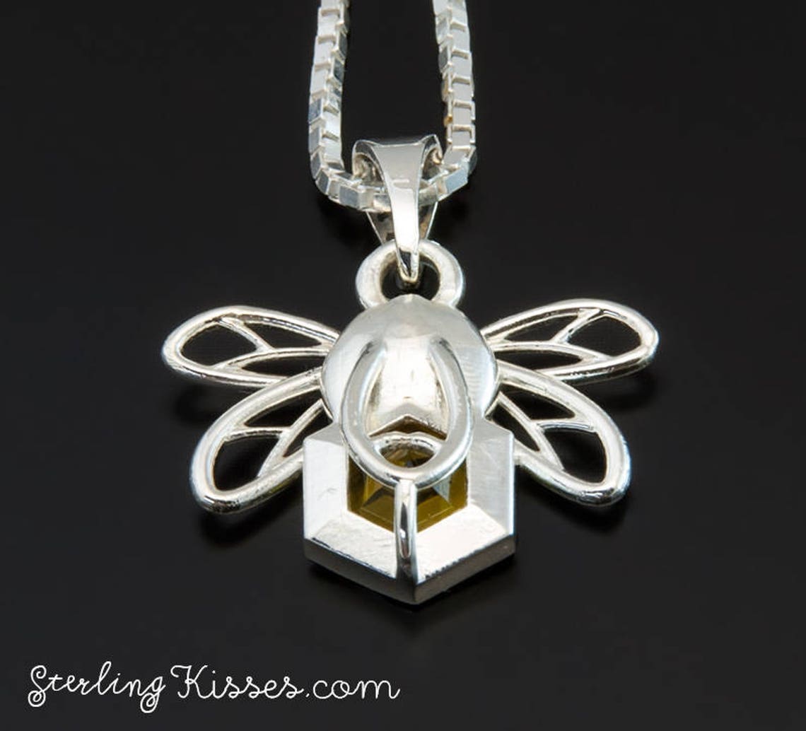 Honey Bee Pendant in Sterling Silver With Citrine - Etsy