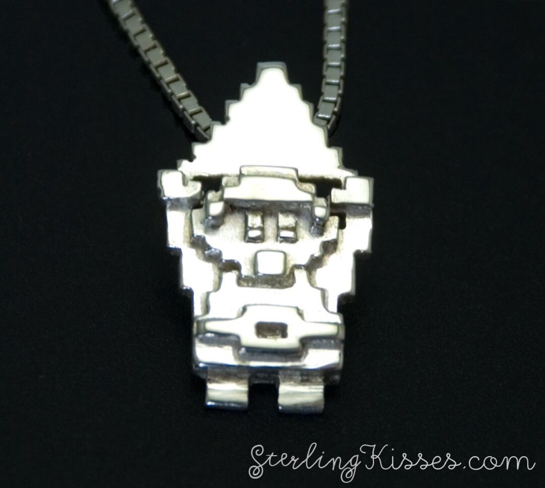 Hero of Courage Pendant in Sterling Silver 8-bit Charm Necklace Retro ...