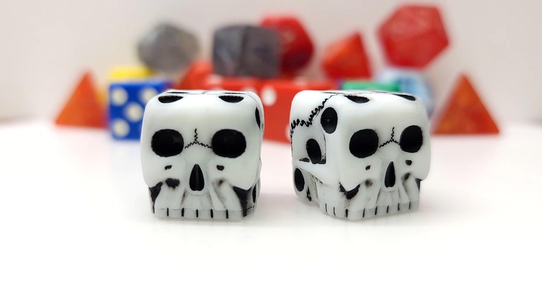 Skull Dice Pair Made in USA 6 Sided D6 Dnd Bone Unique Custom D&D Gamer ...