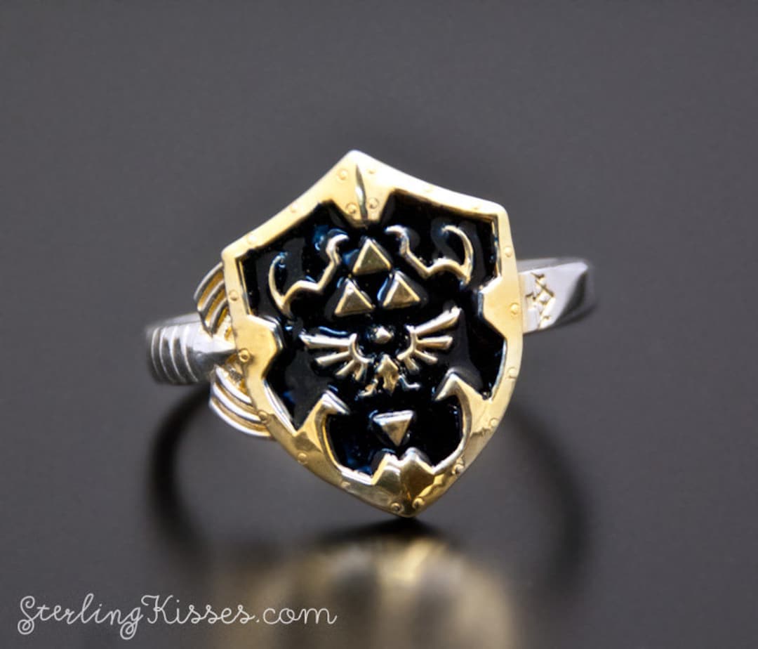 Hero Shield Ring With Sword in Sterling Silver Gamer Fantasy Jewelry - Etsy